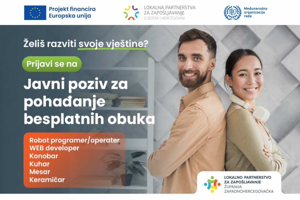 Javni poziv nezaposlenim osobama za pohađanje obuka po programima osposobljavanja - Grad Ljubuški
